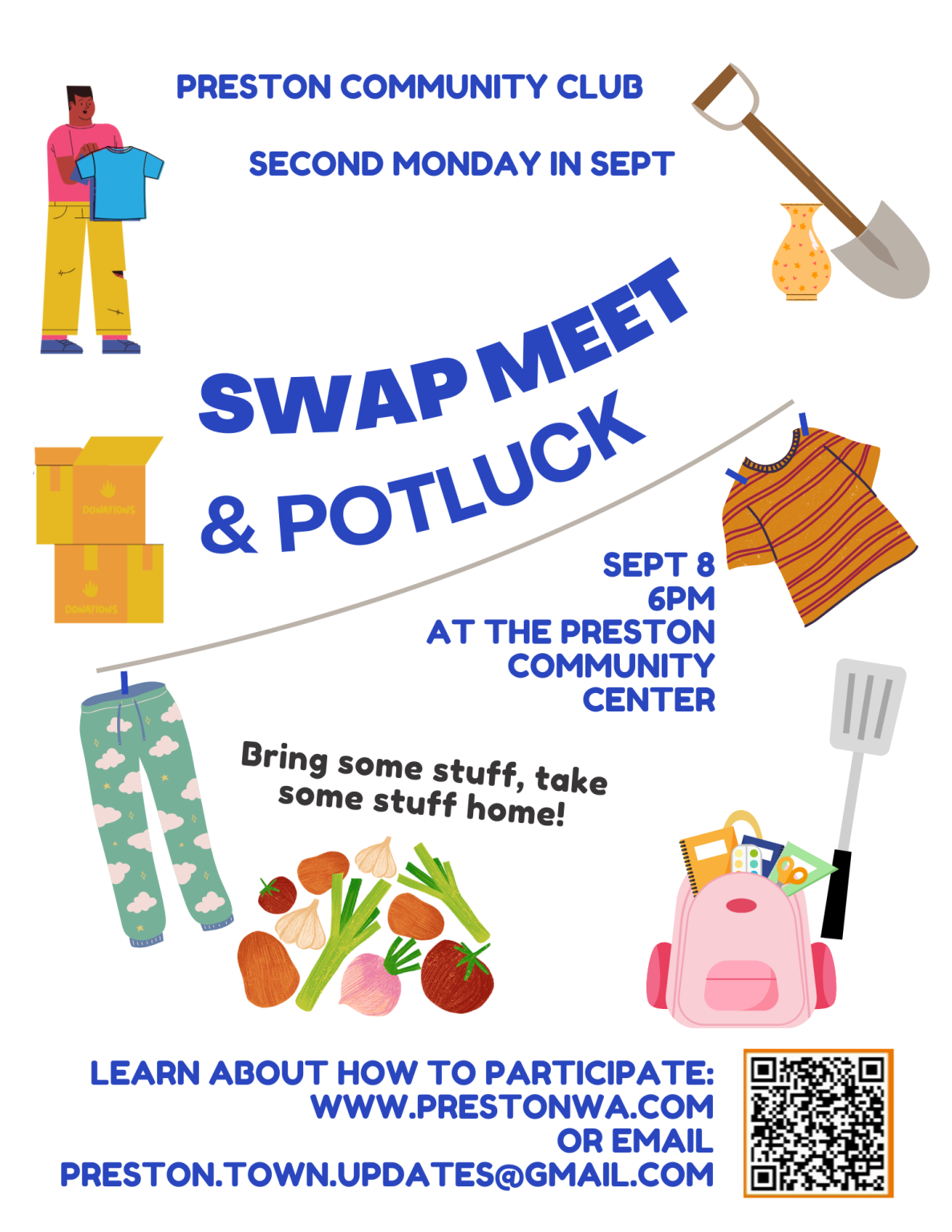 Free Swap Meet @ the Preston Community Center – Preston, Washington